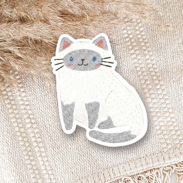 Cozy Kitty Fluffy Blue Point Siamese Ragdoll Cat Vinyl Sticker ...