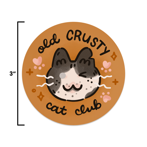 Old Crusty Tuxedo Cat Club Vinyl Sticker | Kitties & Cream