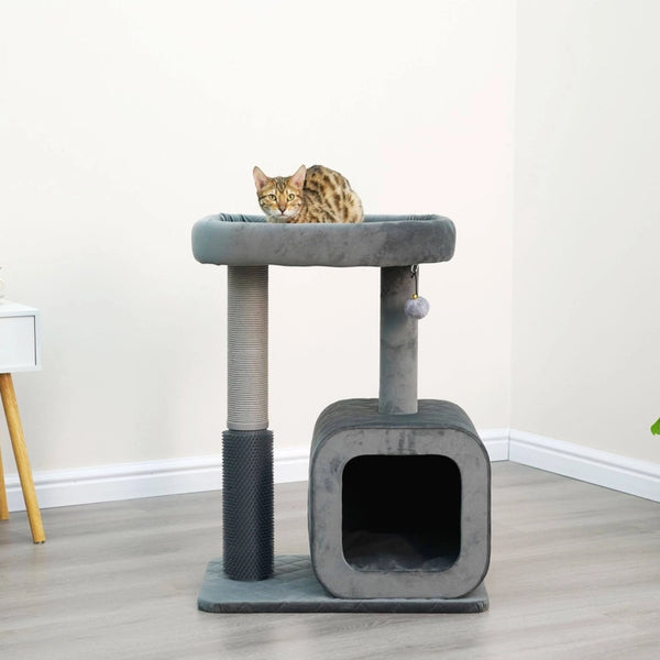 Catry Eclipse 2-level Modern Cat Tree Perch Tower with Condo and Groom ...