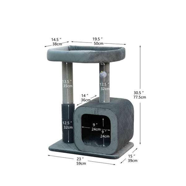 Catry Eclipse 2-level Modern Cat Tree Perch Tower with Condo and Groom ...