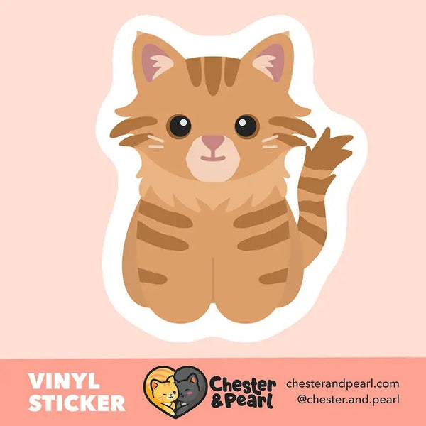 Long Hair Orange Tabby Cat sticker | Kitties & Cream