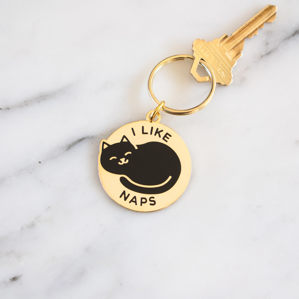 I Like Naps Sleeping Cat Metal Keychain Charm | Kitties & Cream