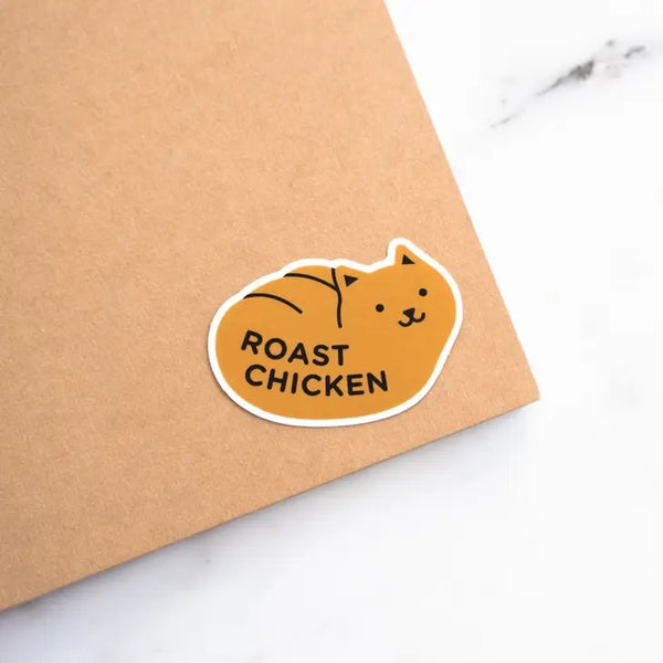Roast Chicken Brown Cat Vinyl Sticker | Kitties & Cream