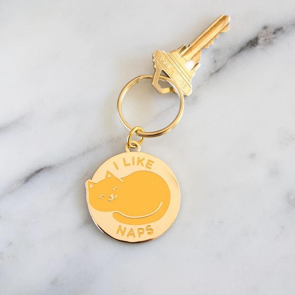 I Like Naps Sleeping Cat Metal Keychain Charm | Kitties & Cream