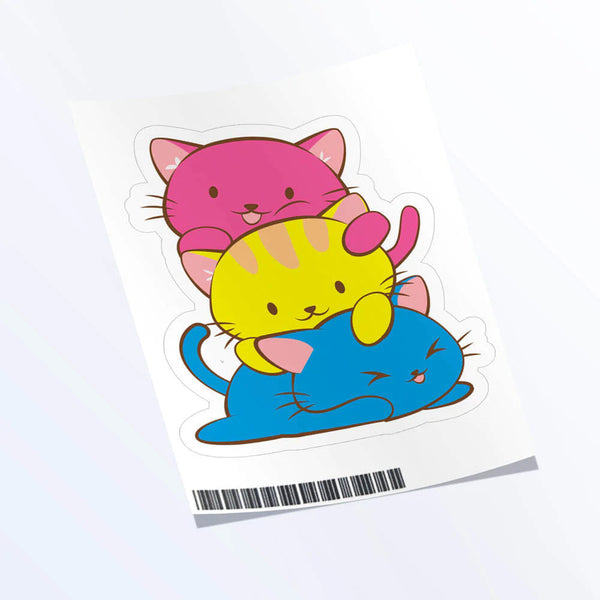 Pansexual Cat Pile Pride Flag Vinyl Sticker | Kitties & Cream
